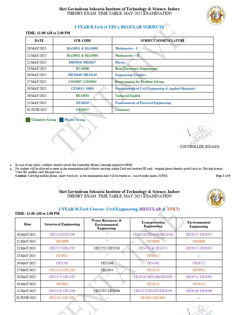 MBA Exam Time Table May 2025 | PDF | Identity Document | Driver's License