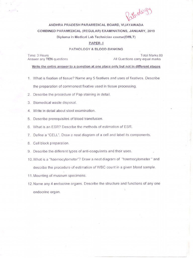 2019 DMLT Paper-1 | PDF