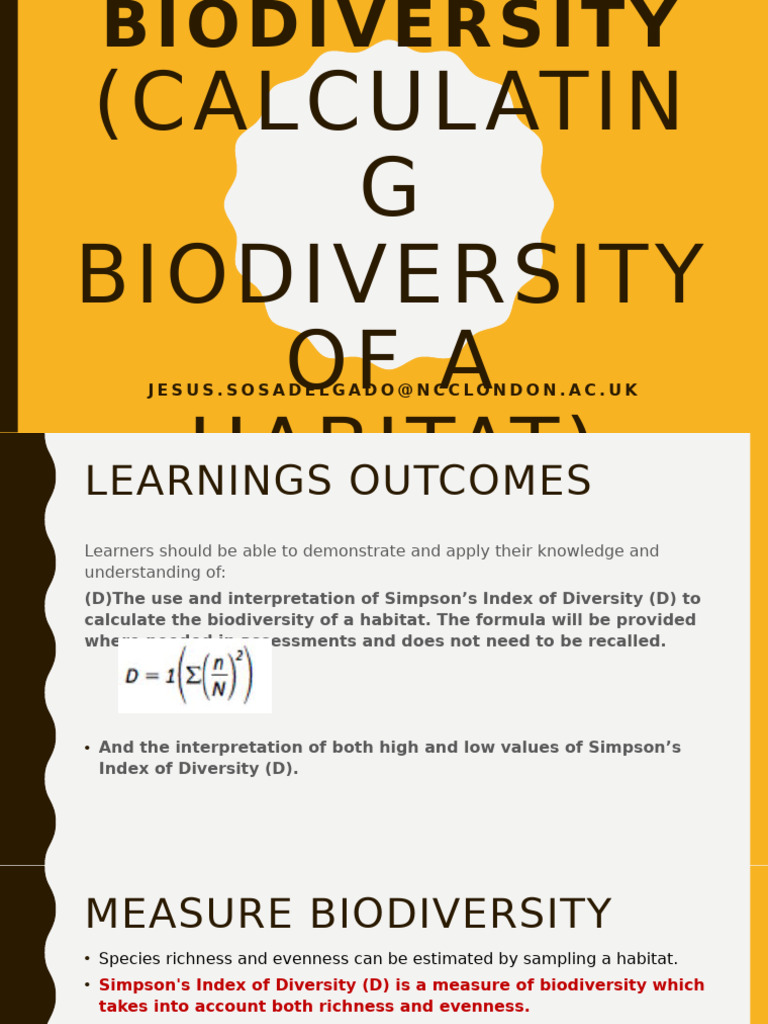 Calculation of Biodiversity (Questions and MS) | PDF | Biodiversity ...