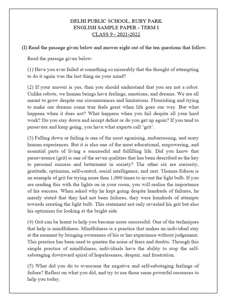 English Sample Paper For Term-1 Class 9 | PDF | Prepaid Mobile Phone