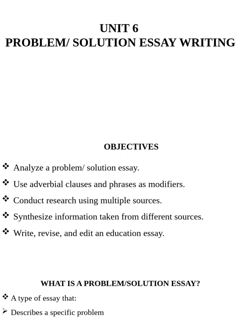 1 - UNIT 6 - Problem - Solution - PART 1 | PDF | Essays | Homework