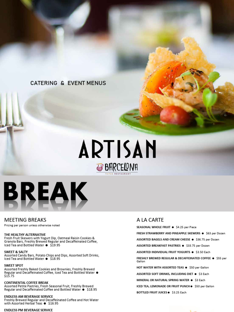 Artisan Catering Menus - All Menus | PDF | Salad | Foods