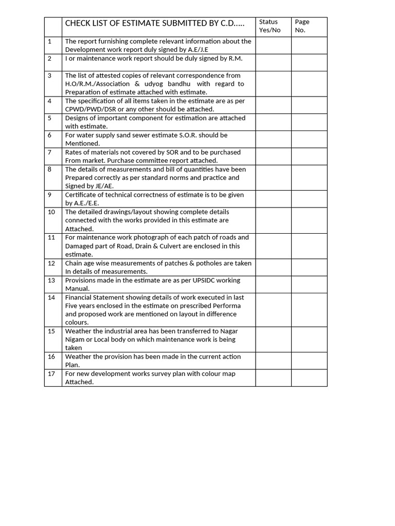 RCC Drain Construction Estimate Checklist | PDF | Concrete ...