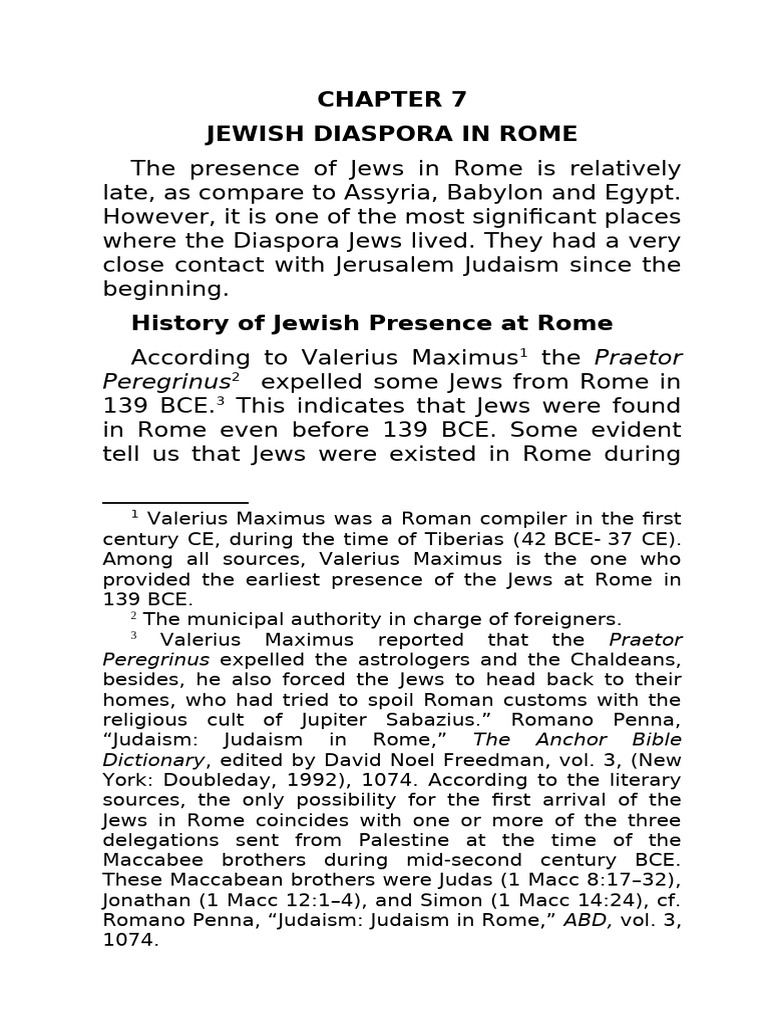 Chapter 7 - Jewish Diaspora in Rome | PDF | Jews And Judaism