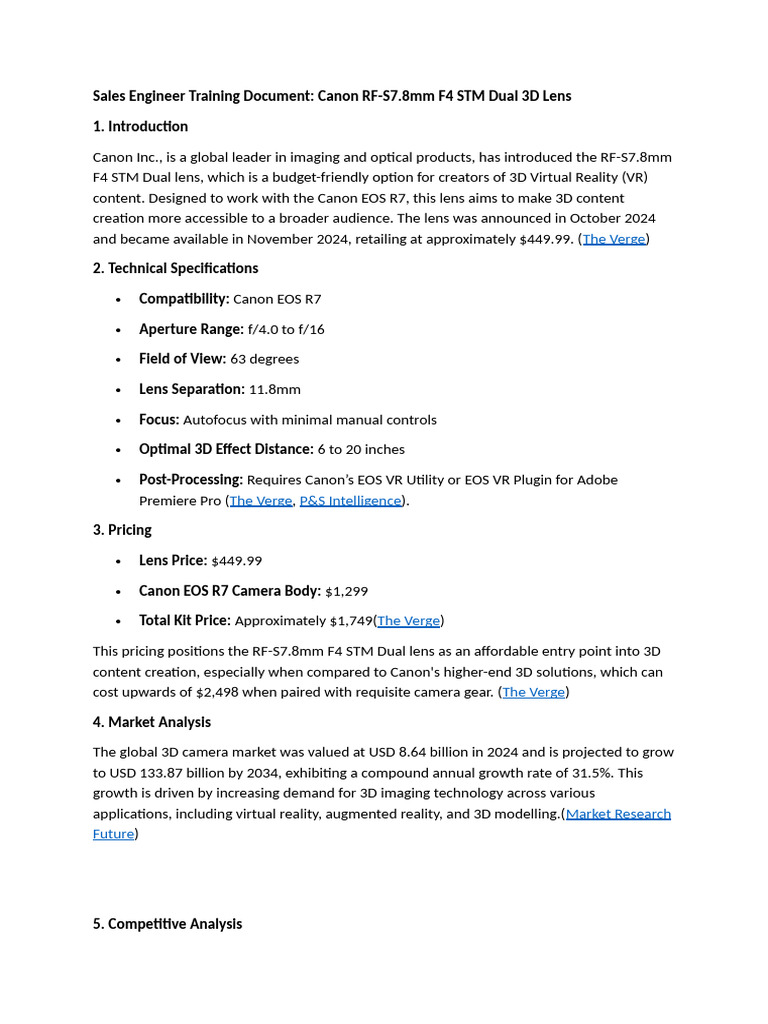 Sales Engineer Training Document | PDF | Camera Lens | Canon Eos