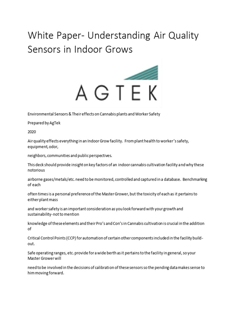 Indoor Air Quality Sensors for Cannabis | PDF | Carbon Dioxide | Humidity