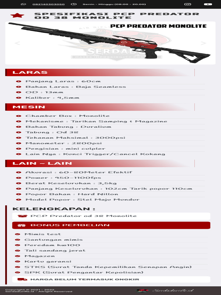 PCP Predator Od 38 Chamber Monolite Merah - Serda | PDF