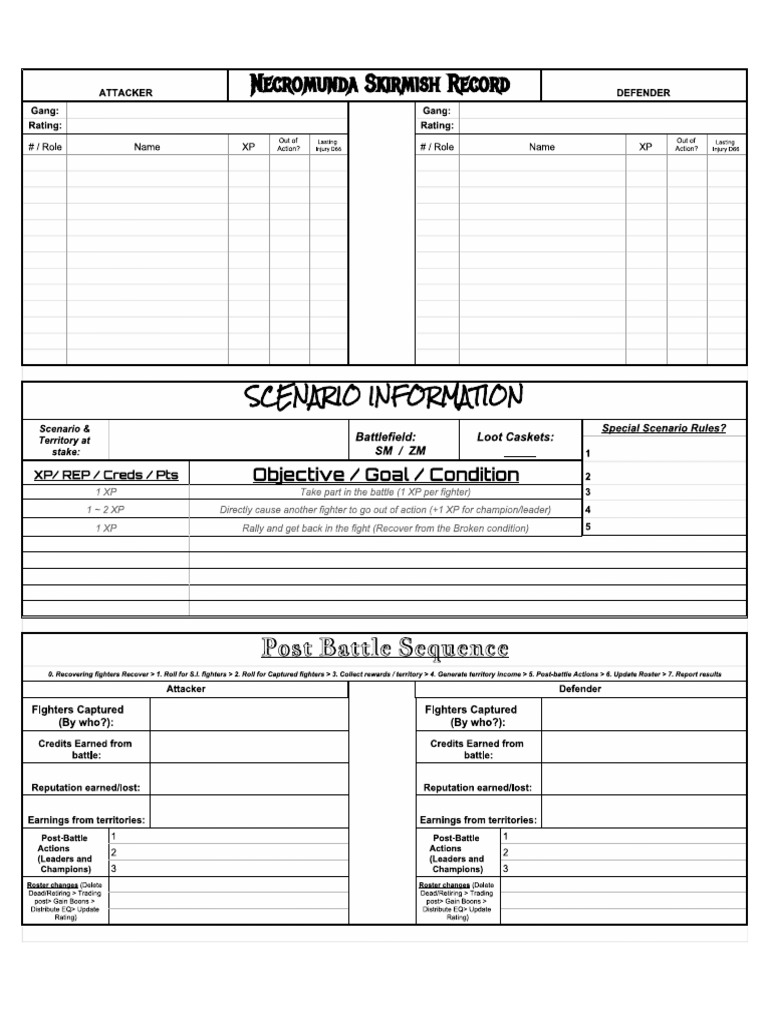 Necromunda Skirmish Sheet | PDF