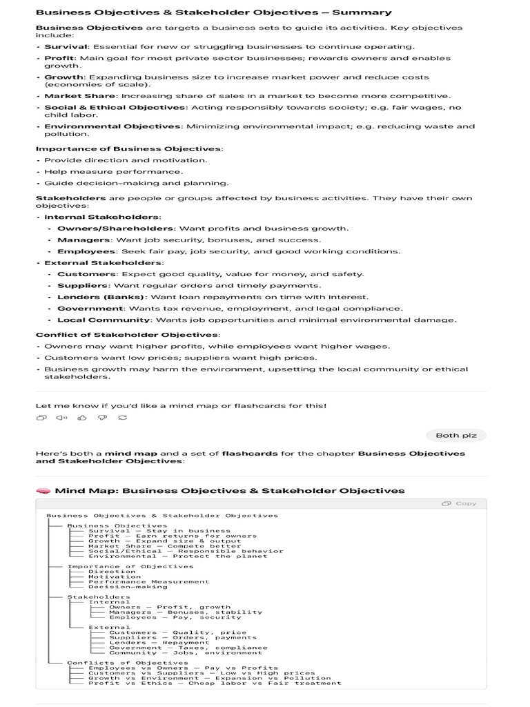 Business and Stakeholder Objectives | PDF