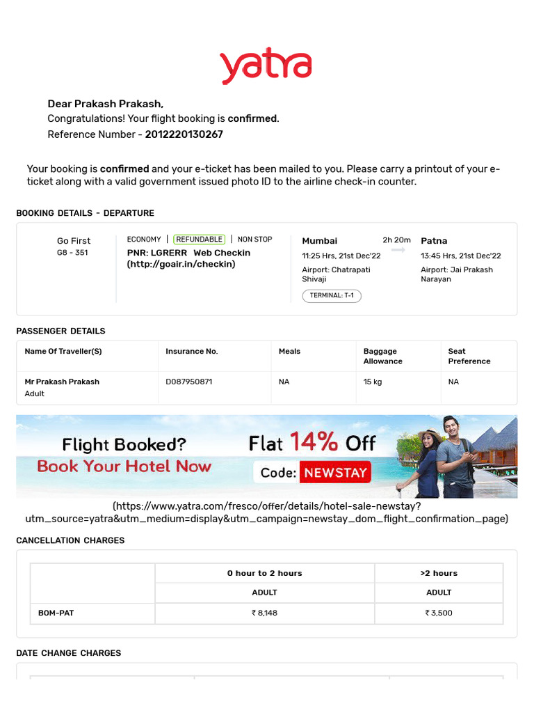 Flight Booking Confirmation | PDF
