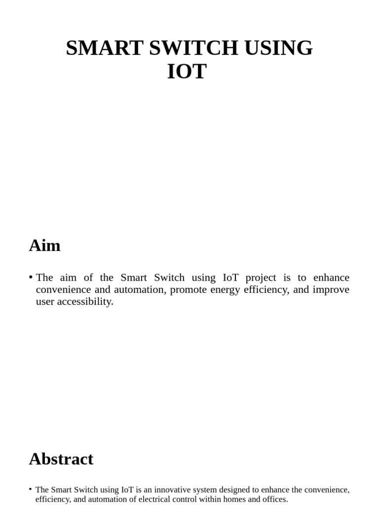 PPT- Smart Switch Using IOT | PDF | Relay | Internet Of Things