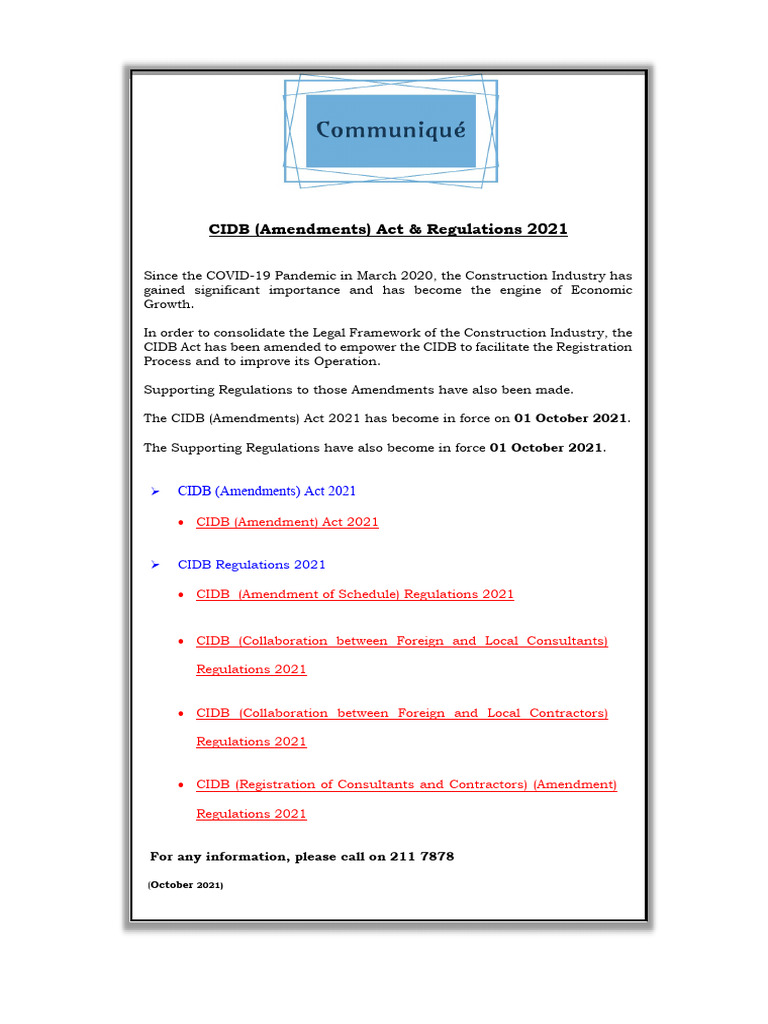CIDB Amendment Act 2021 New 2 | PDF