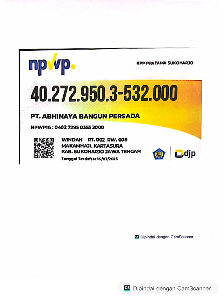 NPWP Abhinayaa | PDF