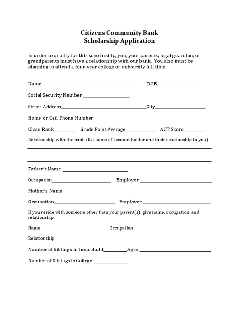 CCB Scholarship Application 2025 | PDF