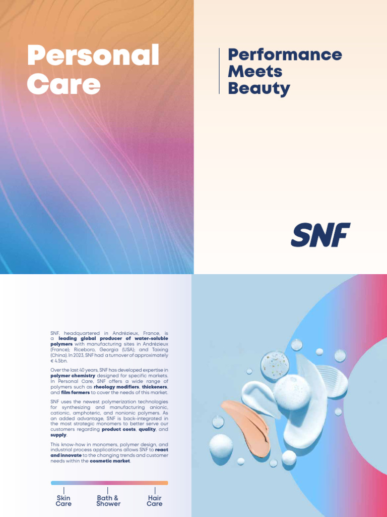 SNF Personal Care Polymer Solutions | PDF | Emulsion | Rheology