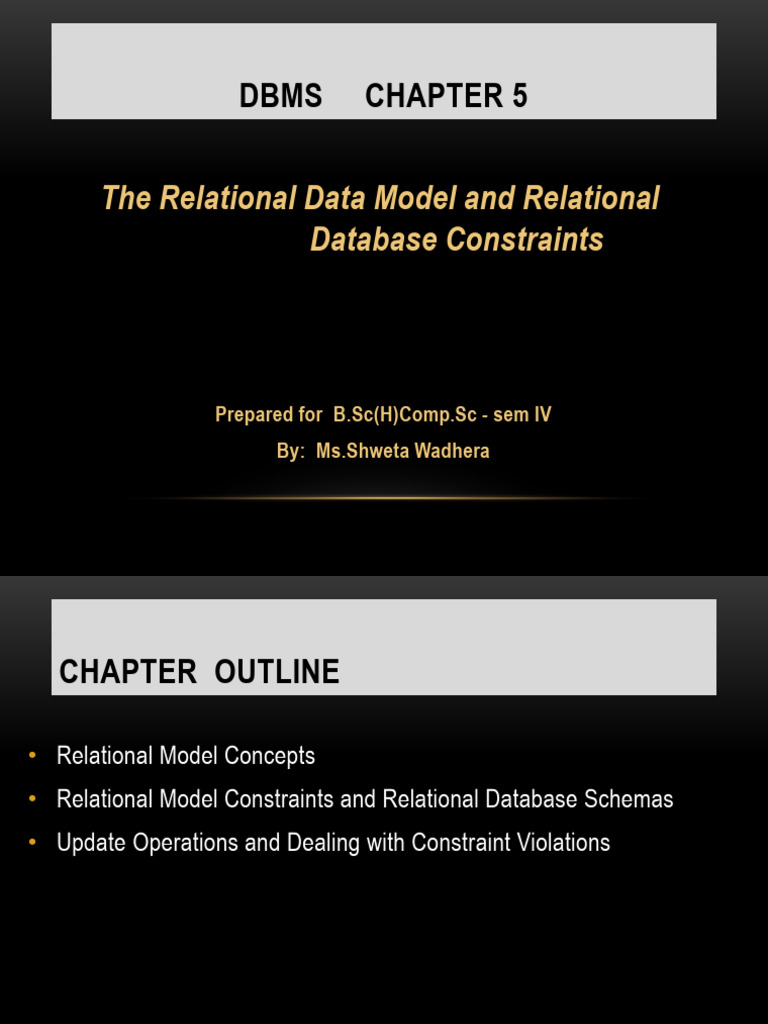 Shweta_DBMS_Chapter 5_BSc(H)CS_sem4 | PDF | Relational Model | Relational Database