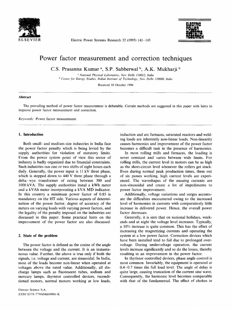 Power Factor Measurement and Correction Techniques | PDF | Transformer | Capacitor