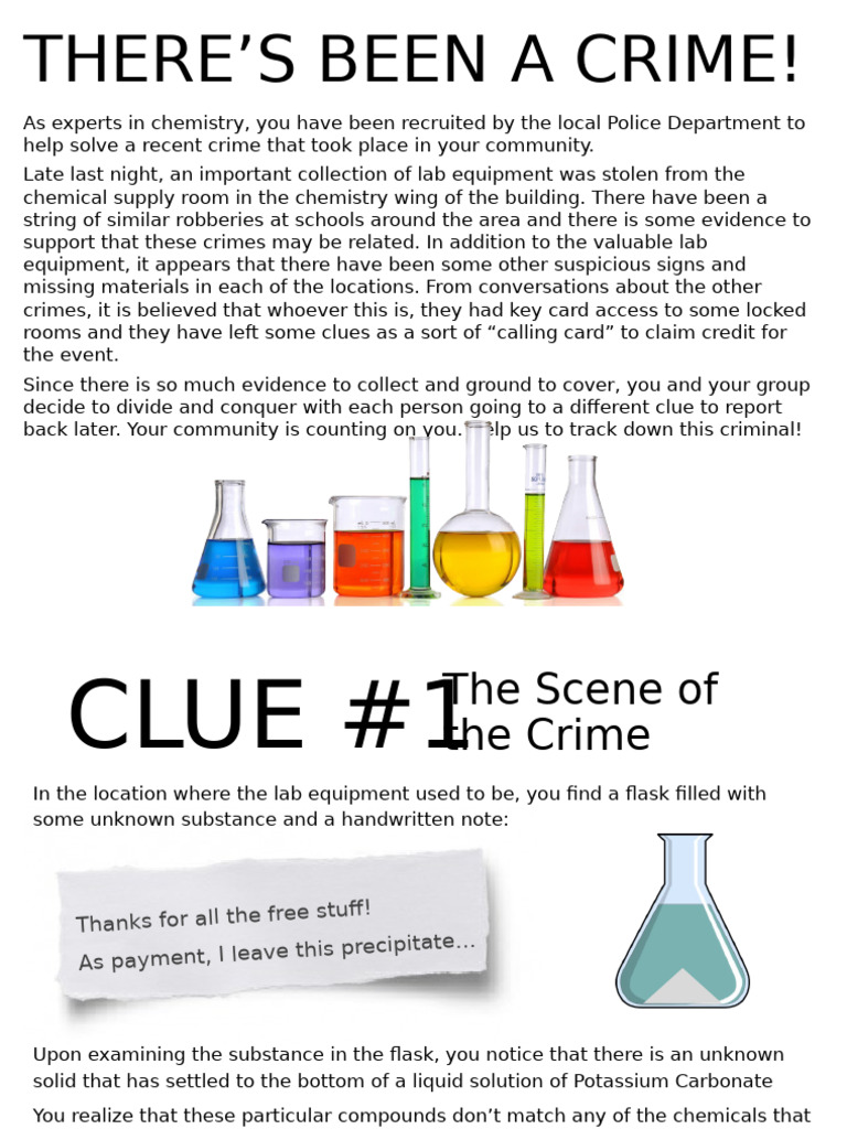 Chemical Reactions Crime Scene | PDF | Chemical Substances | Chemical ...