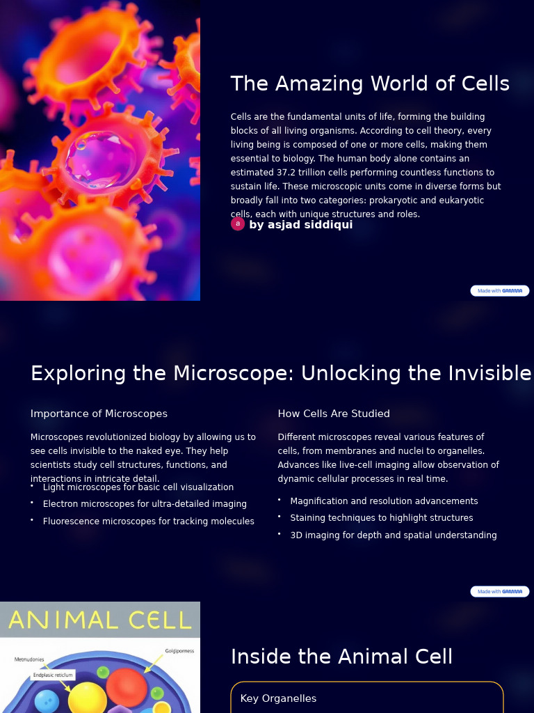 The Amazing World of Cells | PDF | Cell (Biology) | Tissue (Biology)