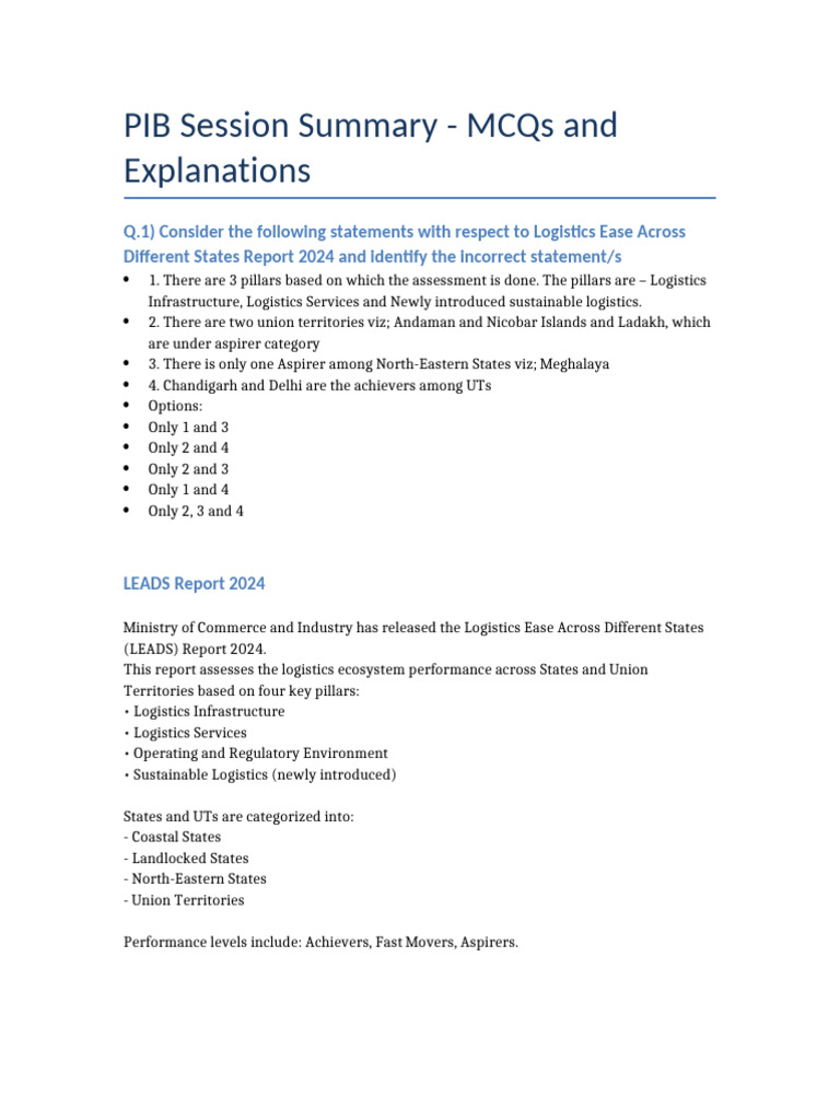 PIB Session Summary | PDF