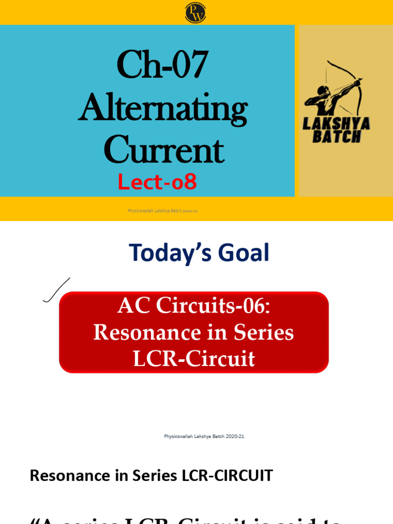 Alternating Current Lecture 8 @physicswallahlakshyavideos ...