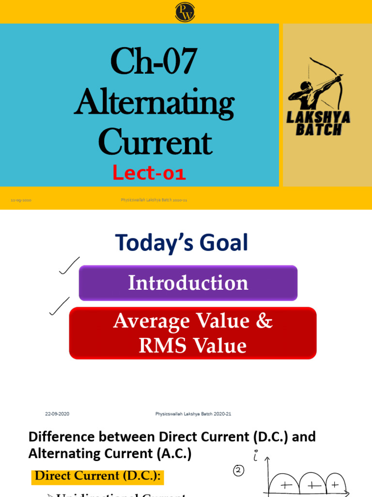 Alternating Current Lecture 1 @physicswallahlakshyavideos Physicswallahlakshyavideos | PDF ...