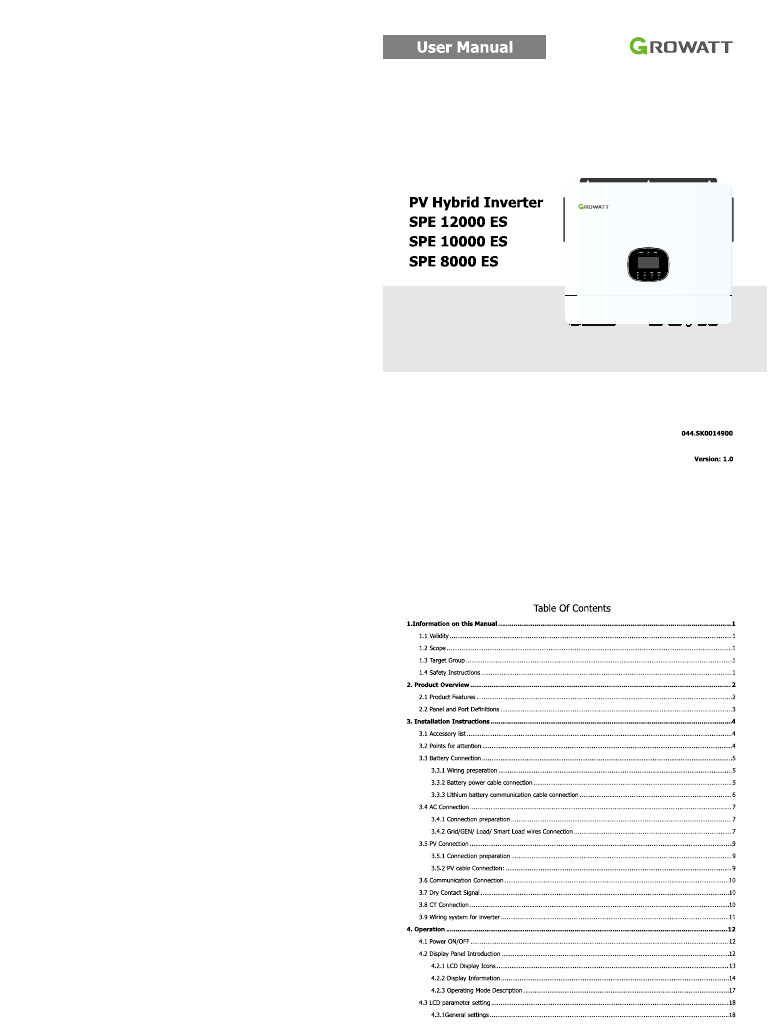 SPE 8000-12000 ES User Manual EN 202408 | PDF