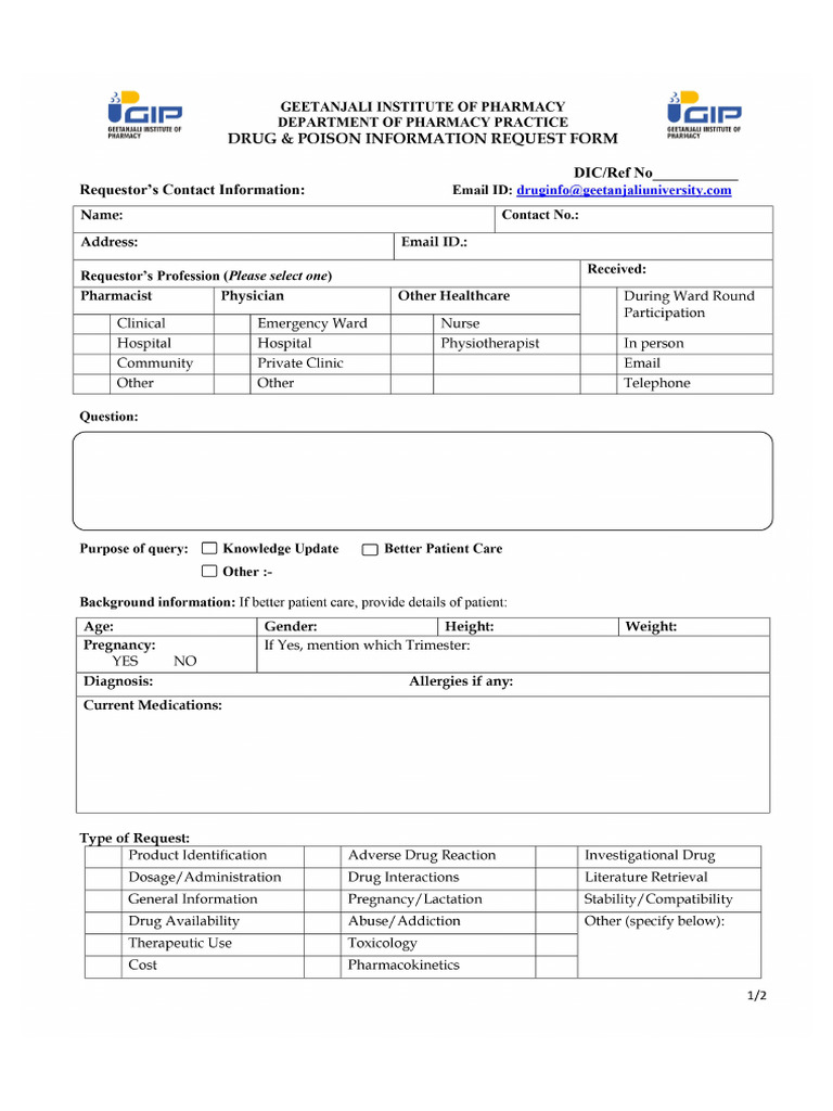Drug Information Form | PDF