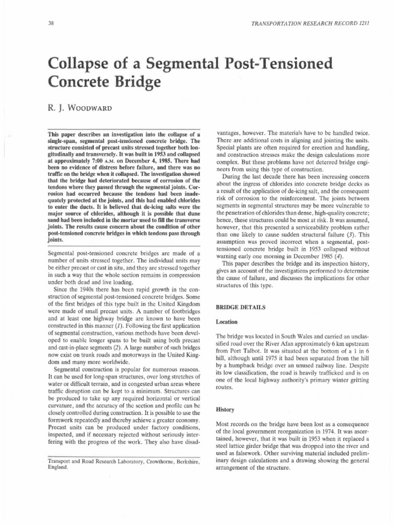 Collapse of A Segmental Post-Tensioned Concrete Bridge | PDF ...