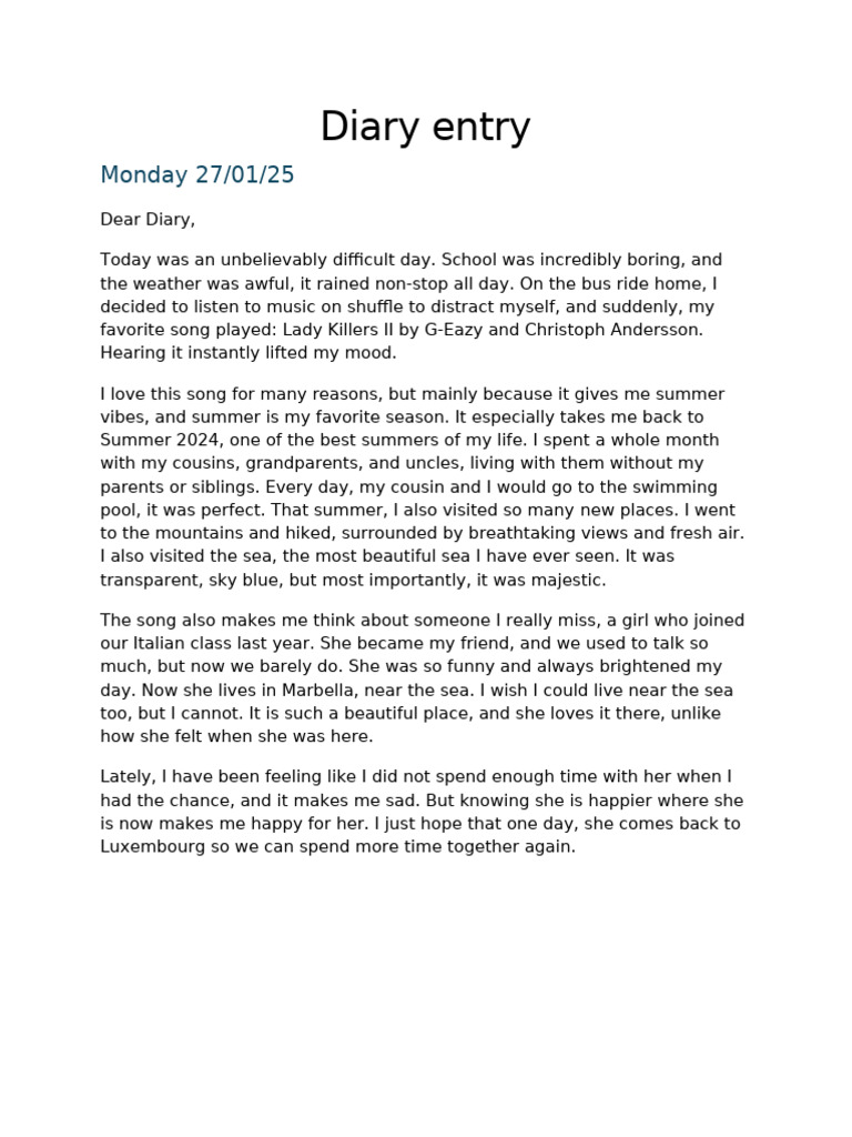 Diary Entry | PDF