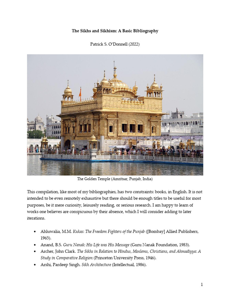 The Sikhs and Sikhism A Basic Bibliograp | PDF | Guru Granth Sahib ...