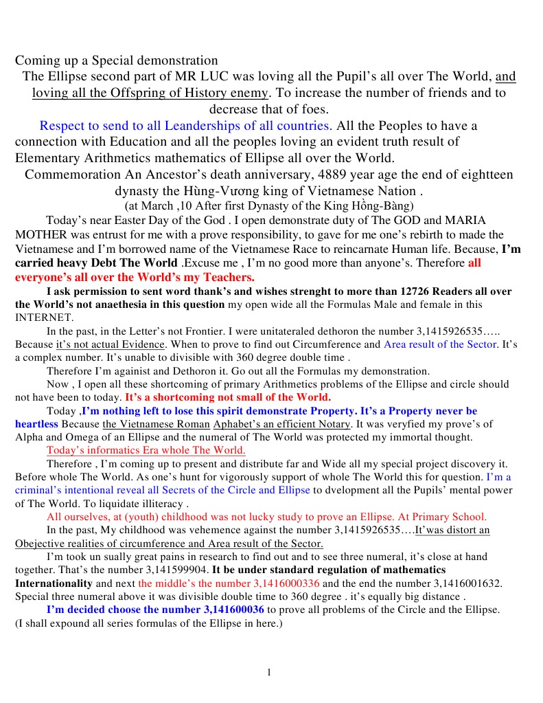 Coming Up A Special Demonstration The Ellipse Second Part of MR LUC ...