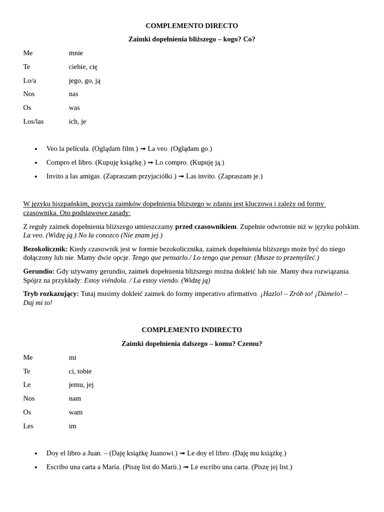 Complemento Directo | PDF