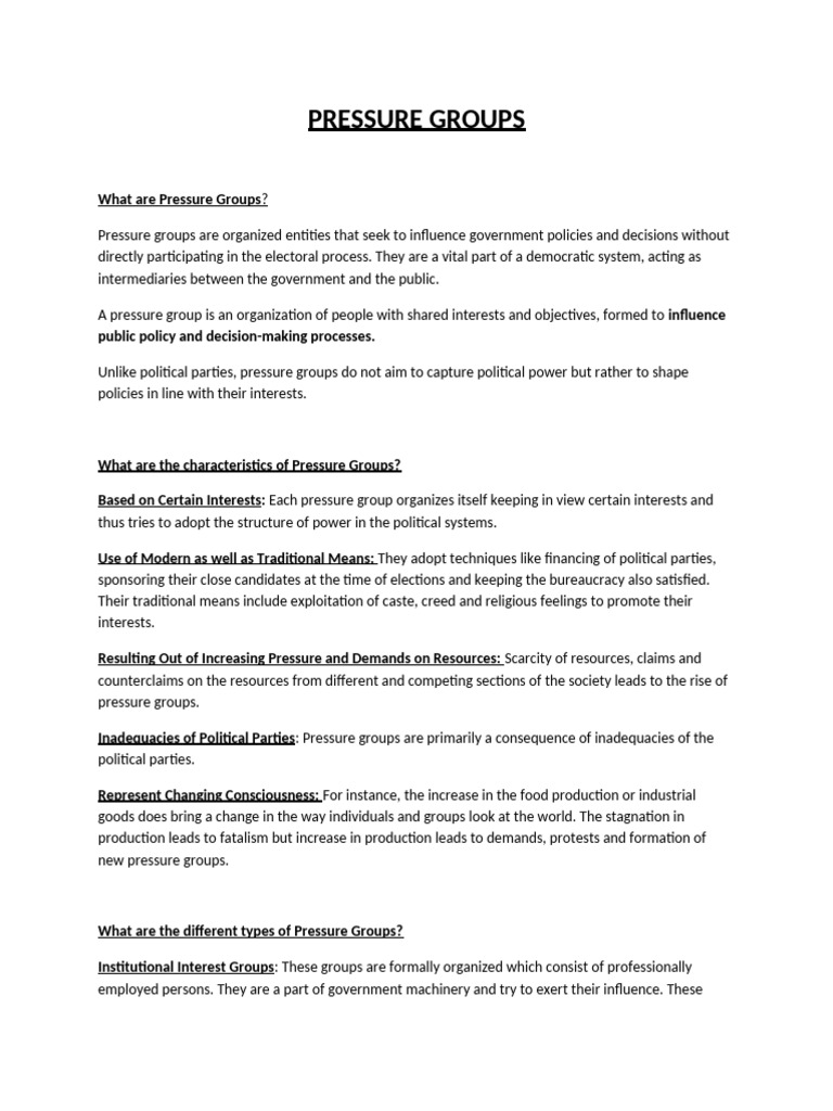 Understanding Pressure Groups | PDF | Advocacy Group | Democracy