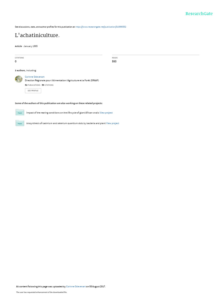 LachatinicultureRev Mond Zootech 1995 | PDF