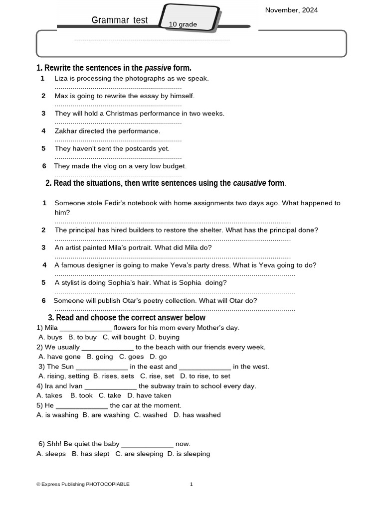 GR - Test November, 2024 10 Form | PDF