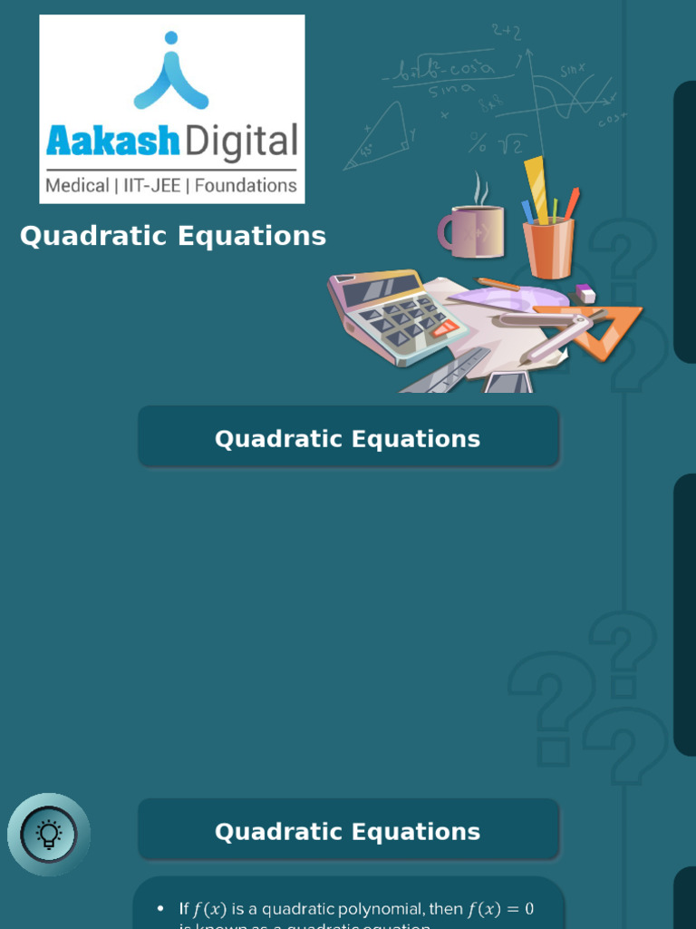 Quadratic Equations | PDF | Factorization | Quadratic Equation