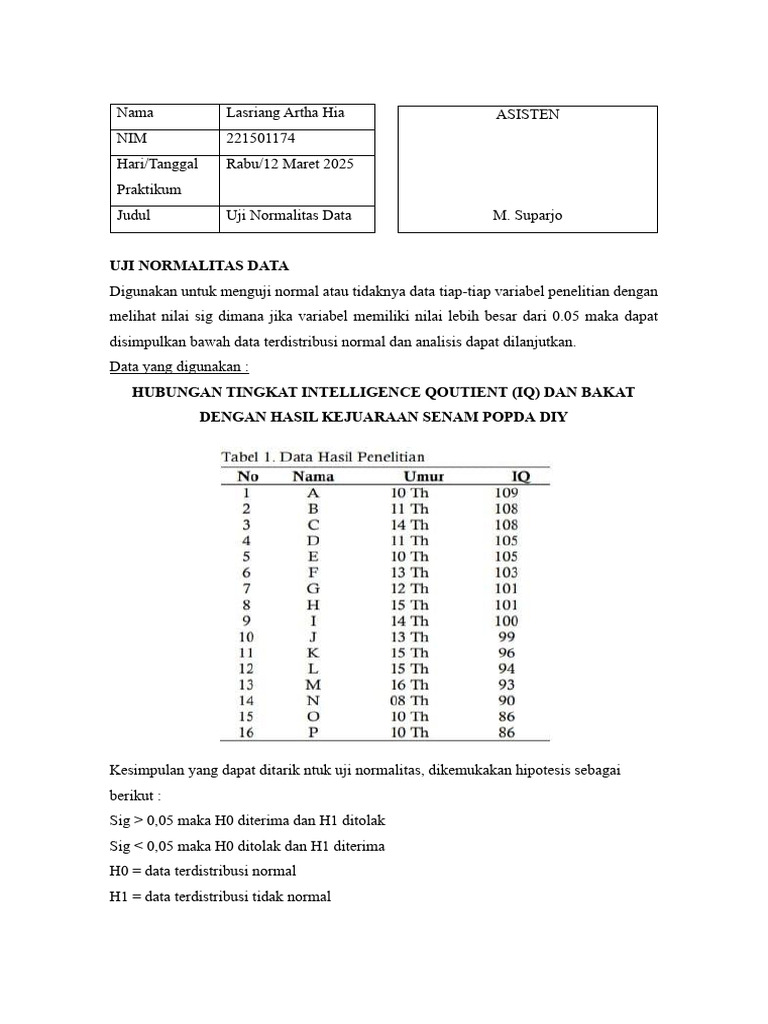 Uji Normalitas Data | PDF