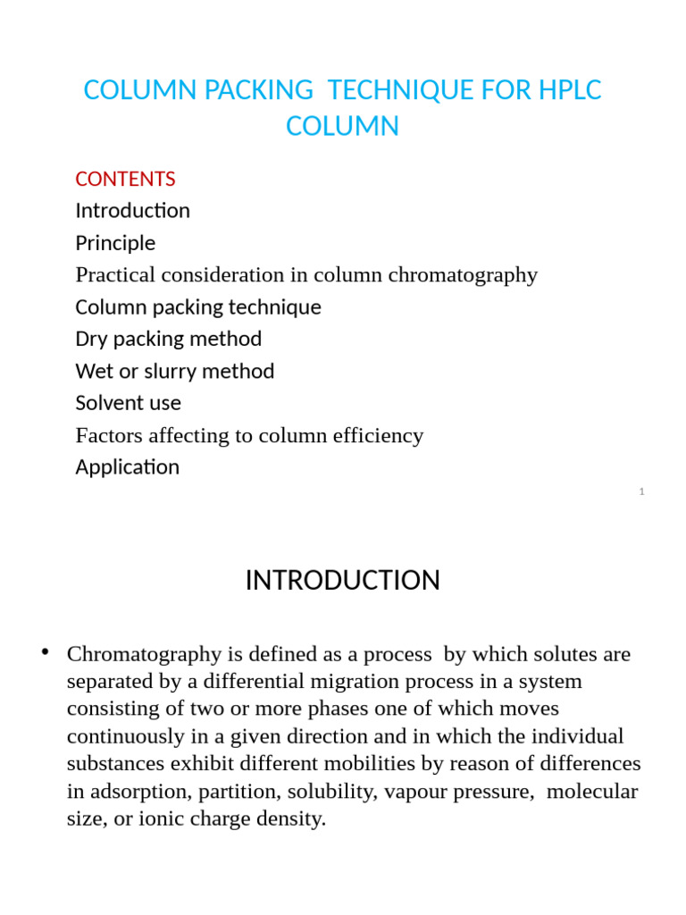 HPLC Column Packing Techniques Explained | PDF | Chromatography | High ...