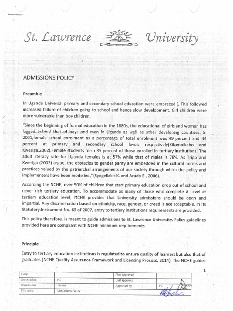 Admissions Policy | PDF