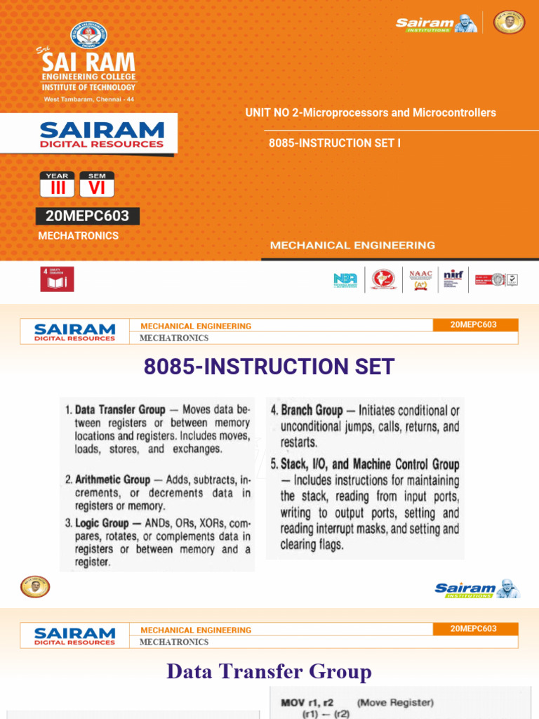 2.5 Instruction Set of 8085 | PDF