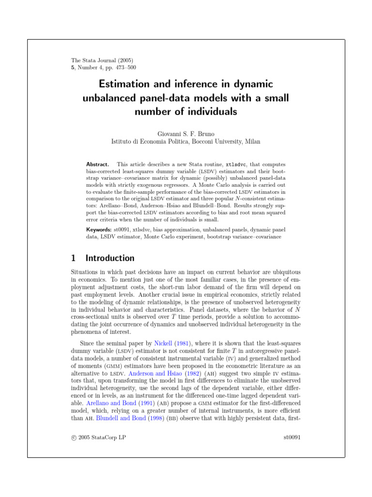 Estimation and Inference in Dynamic Unbalanced Panel-Data Models With A Small Number of ...