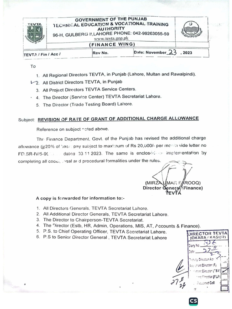Additional Charge Allowance-2023 | PDF