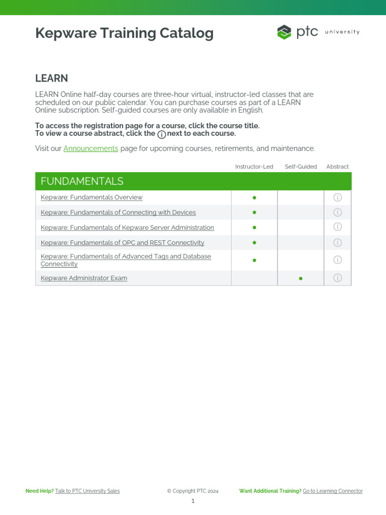 PTC University Kepware Curriculum en | PDF