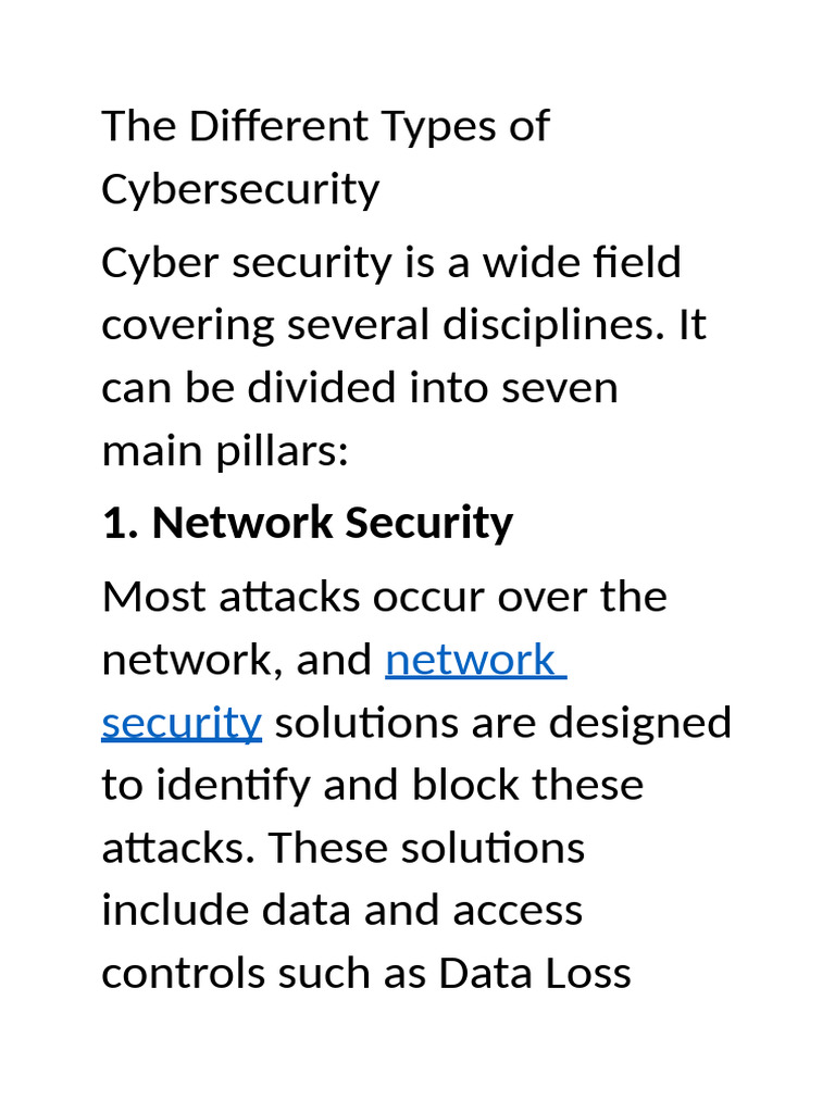 The Different Types of Cybersecurity | PDF | Security | Computer Security