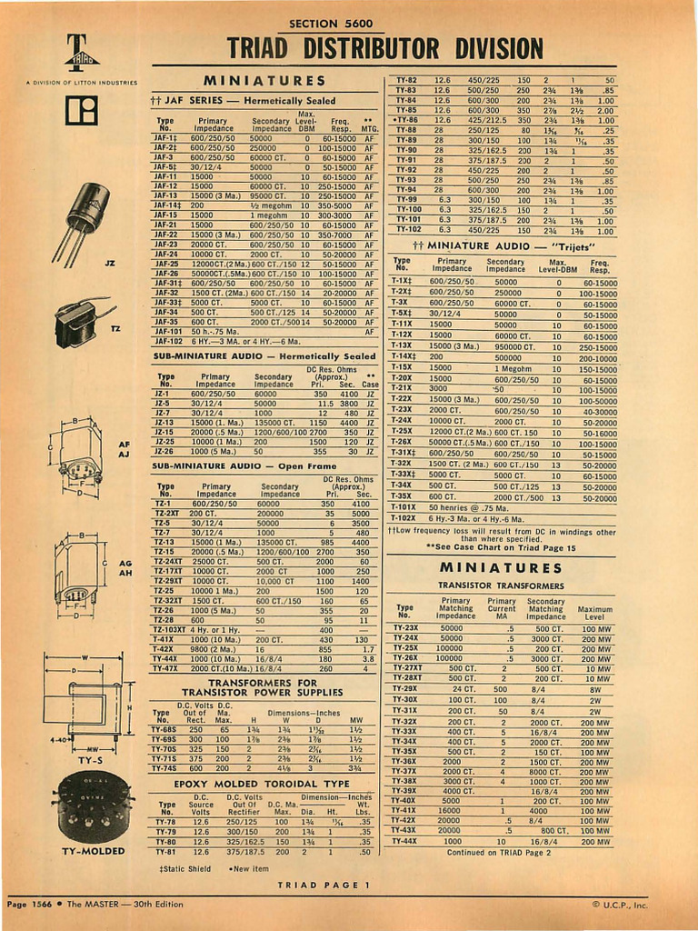 Triad Transformers 1966 REM E30 | PDF | Electronic Engineering ...