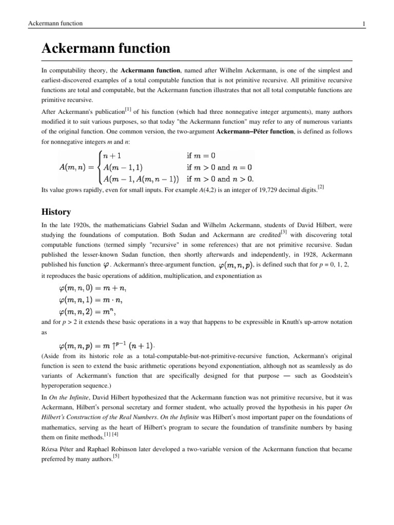 Ackermann Function Pdf Computability Theory Mathematical Relations