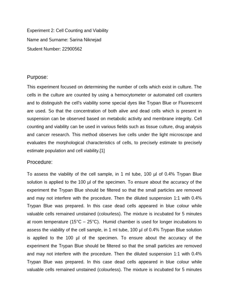 Cell Counting and Viability (Immunology) | PDF | Staining | Experiment