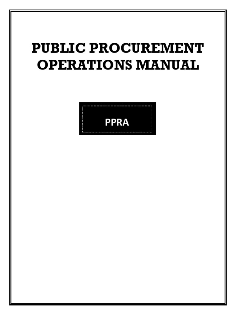 PPRA Public Procurement Operations Manual Rev 01 | PDF | Lease | Procurement