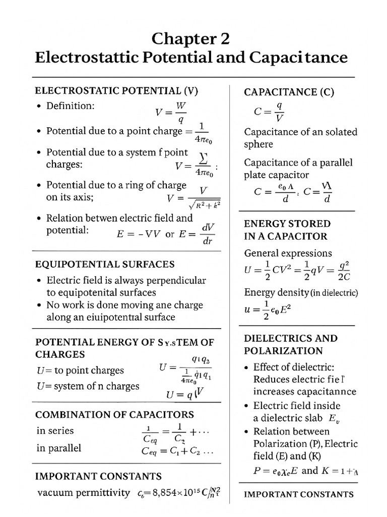 Chapter 2 Electrostatic Potential and Capacitance | PDF